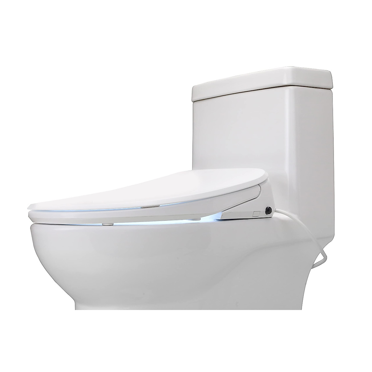 ALPHA BIDET UX Pearl Bidet Toilet Seat in Elongated White | Ultra Low Profile | Endless Warm Water | Arced Stainless Steel Nozzle | LED Nightlight | Dryer | Deodorizer | 3 Year Warranty