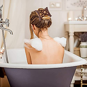 4 Pieces Stretchy Double Comb Hair Clip Adjustable Elastic Hair Comb No Crease Hair Pins Hair Accessories for Women Curly Thick Wavy Hair Ponytail (Black, Coffee)