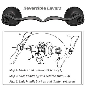 Gobrico Interior Privacy Door Levers for Bathroom Bedroom Keyless Door Locksets Drop Door Handles,Oil Rubbed Bronze Finished, 2pack