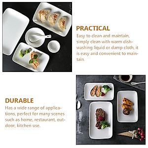 Hemoton 4pcs White Rectangular Melamine Plates, Dinner Plates Salad Serving Dishes Unbreakable Elegant Dinnerware Microwave Dishwasher Oven Safe