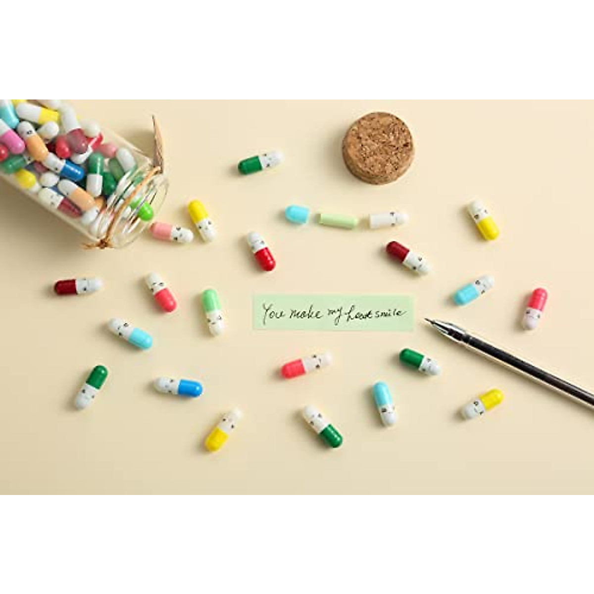 MUSHENJI 101PCS Cute Capsule Message Love Letters Plastic Capsule Love Letters in Wish Bottle,Lover Gift for Anniversary,Valentines,and Long Distance Relationships-Mixed Color