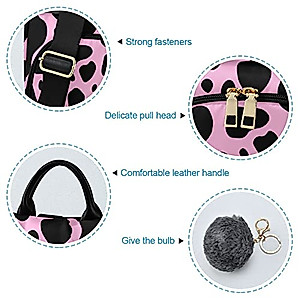 xigua Pink Black Cow Print Backpack Purse for Women Anti Theft Fashion Back Pack Shoulder Bag197