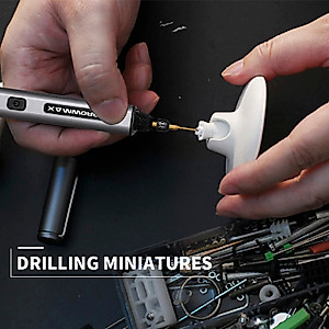 AM ARROWMAX Mini Electric Drill 13 in 1 with Aluminium Box, Cordless, LED Lights, Needle Vise Hand Drill Kit, 10 HSS Drill Bits, 3/32-Inch Keyless Chuck, Variable Direction (SDS MINI)