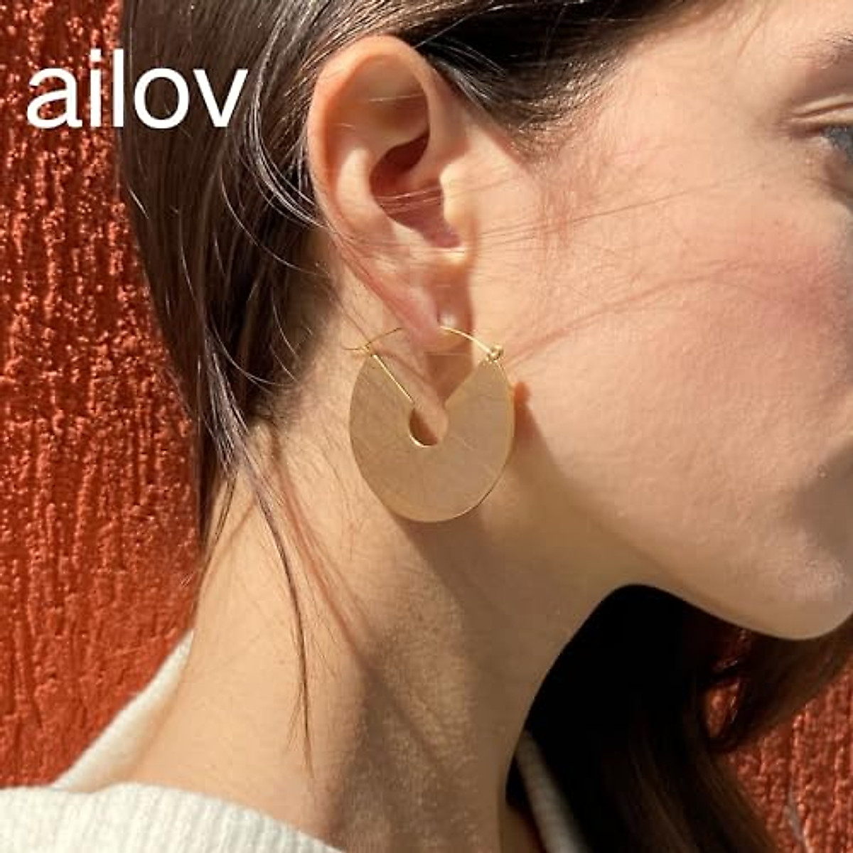 ailov 18K Gold Plated Tribal Bohemian Round Disc Earrings for Women Coin Dangling Drop Boho Jewelry (Round Drop without Pearl)