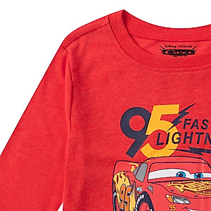 Disney Cars Lightning McQueen Boys Long Sleeve Sweatshirt and Pants Set for Toddlers and Big Kids