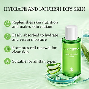 Aloderma Essential Aloe Hydrating Skin Care Set - 4 Pieces - Gel, Cleanser, Toner, Cream