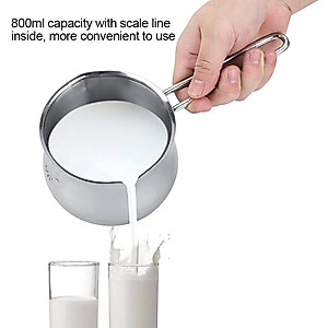 Haofy Stainless Steel Milk Pot, Butter Cheese Chocolate Melting Pot, Coffee Warming Pot with Dual Pour Spout, Small Saucepan, Kitchen Cooking Baking Pot for Melting Chocolate Butter