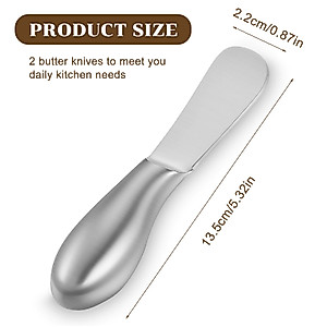 2 Pieces Butter Spreader Knives, Stainless Steel Butter Knife, Multipurpose Cheese Spreader Knives, Cheese Knives Butter Knife Spreader for Cheese Cold Butter Jam Pastry making Charcuterie Utensils