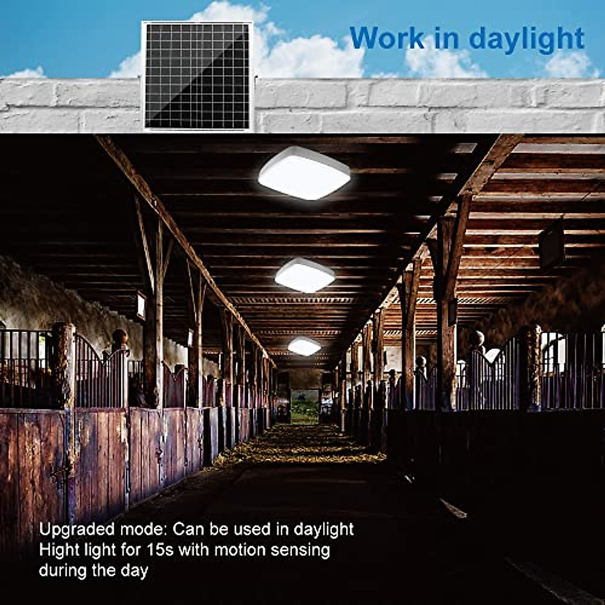 Solar Lights Indoor，Solar Shed Lights White Pendent Light with Remote Control for Home,Barn,Garage,Porch,Hallway,Patio,Garden,Balcony etc.