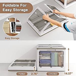 BROVIEW V5 75Gal Plastic Storage Bins with Lids, 3Pack Stackable Collapsible Storage Bins for Closet Organizers and Storage, Folding Storage Container Open Front Cabinets with Doors and Wheels, White