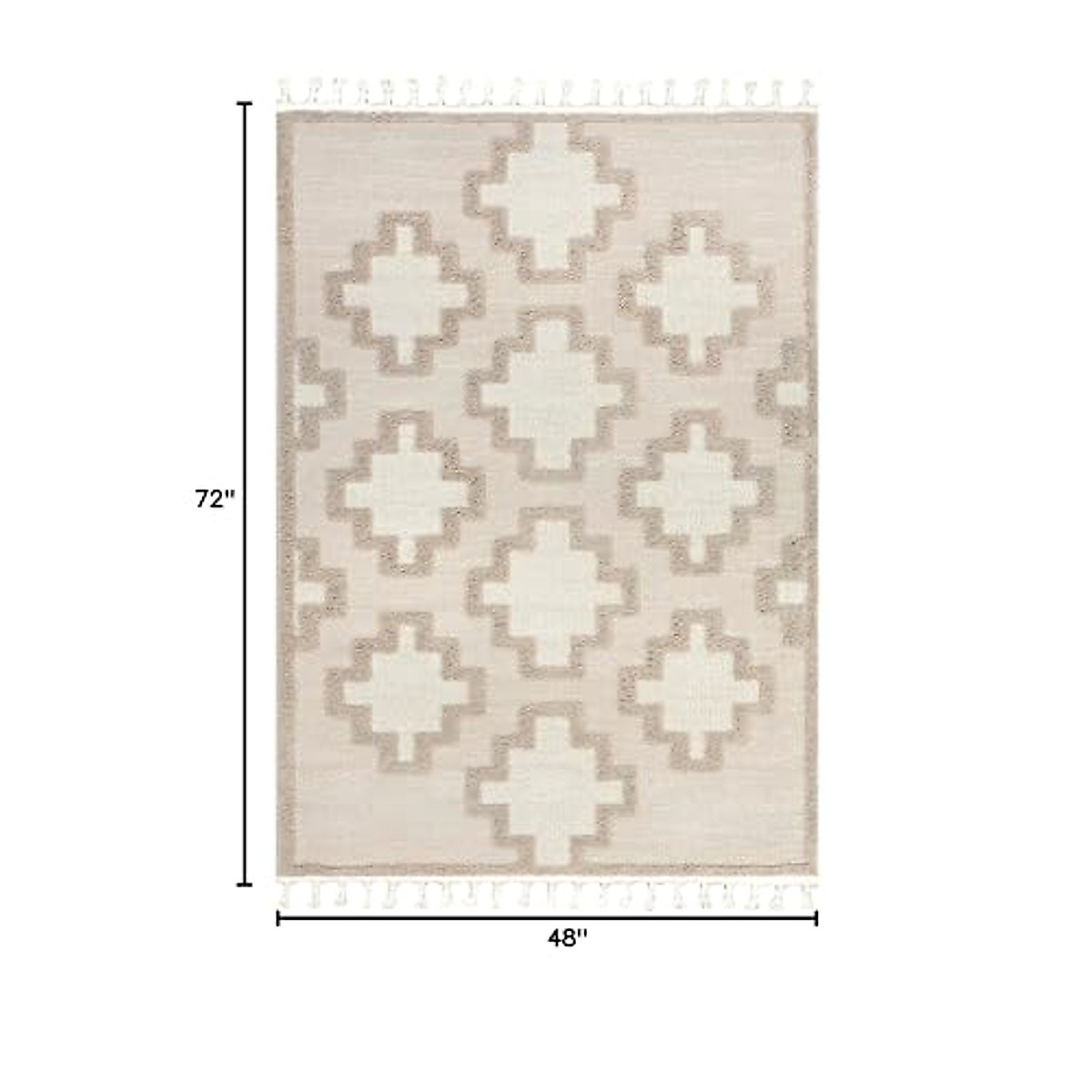 nuLOOM Polina Geometric High-Low Tasseled Area Rug, 4x6, Beige