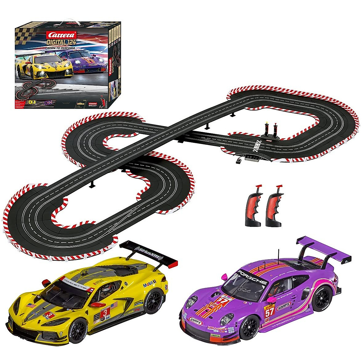 Carrera Digital Electric Slot Car Racing Track Set Includes Two Cars & Two Dual-Speed, D124 Born to Perform