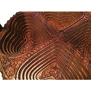 UNIQUE VALENTINE GIFT LOVE Idea Wooden Collapsible Fruit Basket With Handle And Four Heart Shaped Partitions Diameter: 12"