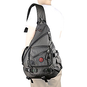 Kawei Knight Large Sling Bag Laptop Backpack Cross Body Messenger Bag Shoulder Travel Rucksack Black