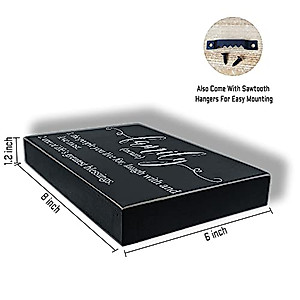 Maoerzai Family Inspirational Quotes Wall Art, Wooden Box Sign Home Wall Decoration, Rustic Farmhouse Bedroom Living Room Office Tabletop Wall Art Decor. (8 X 6 X 1.2 inch, Black - Family-3)