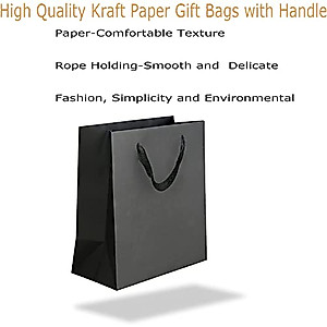 MFDSJ 12 Pcs Black Paper Gift Bags, 13 x 11 x 4 Inch Black Handle Bags, for Present Shopping and Party