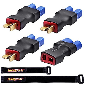 Hobbypark T Plug Deans Style to EC3 Connector Plugs Adapter RC Lipo Battery Charger Conversion with Battery Straps