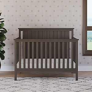 Child Craft Cottage Flat Top Crib, Dresser and Topper Nursery Set, 3-Piece, Includes 4-in-1 Convertible Crib, Dresser and Topper, Grows with Your Baby (Dapper Gray)