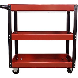 Dragway Tools 3 Tray Service Utility Cart 150 LBS Load Capacity with Swivel 360° Wheels Tool Cart Multifunctional