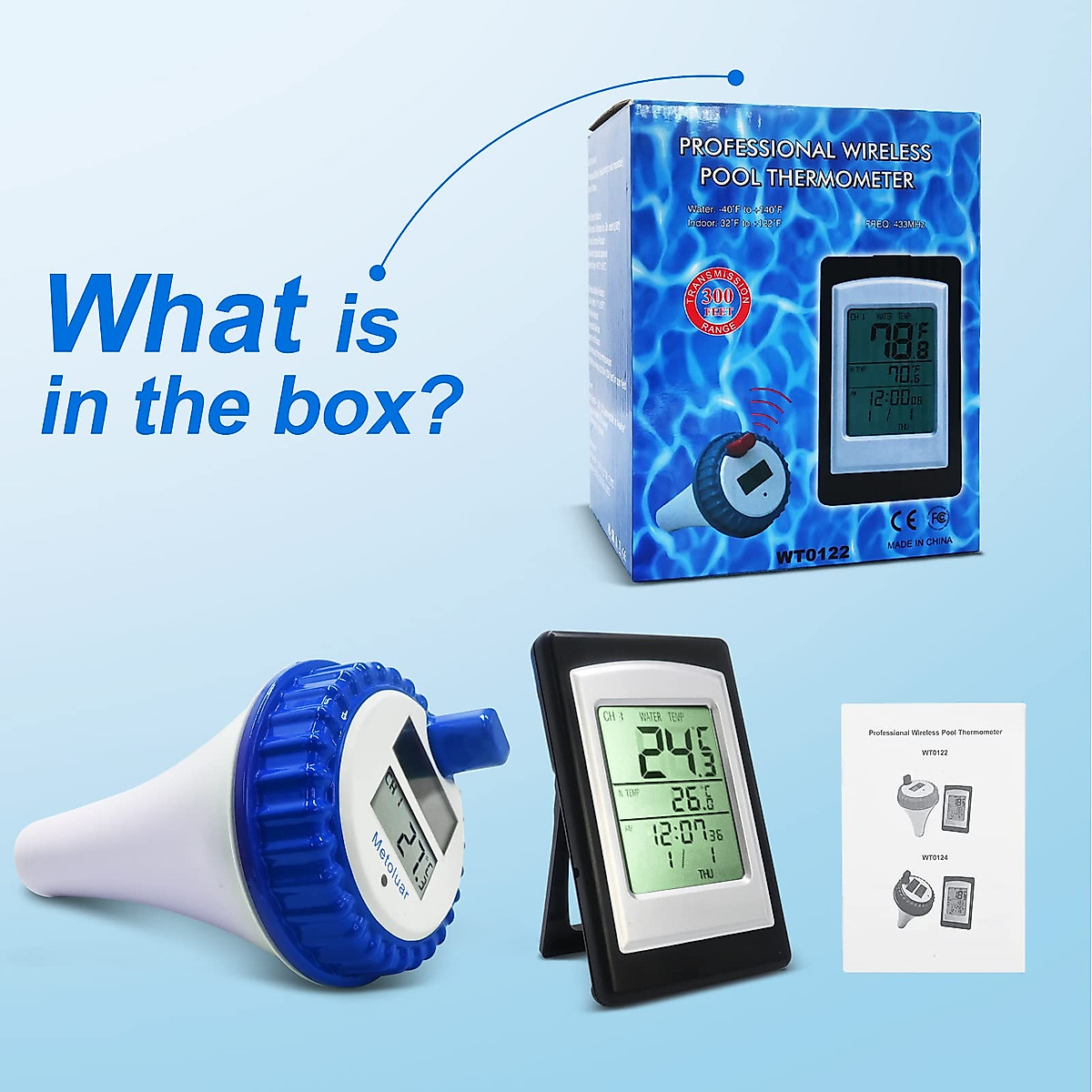 Metoluar Pool Thermometer, Wireless Floating Easy Read, Best Solar Remote Digital Outdoor Floating Thermometers for Swimming Pool, Bath Water, and Hot Tubs