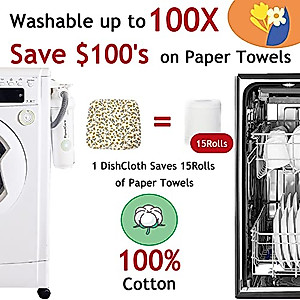SUJUDE Reusable Paper Towels Swedish Dish Washable - 24 Pack Cotton Pulp Reusable Napkins Alternative Eco Friendly Thick and Strong Cloth Paper Towels Roll for Kitchen Paperless Dishcloths Replacement