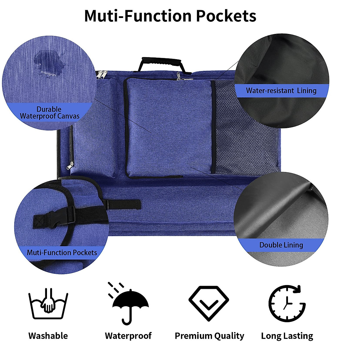 TreochtFUN Art Portfolio Case 18 x 24,Portfolio Bag For Artwork/Board/project/drawing,Artist Backpack(Navy Blue).