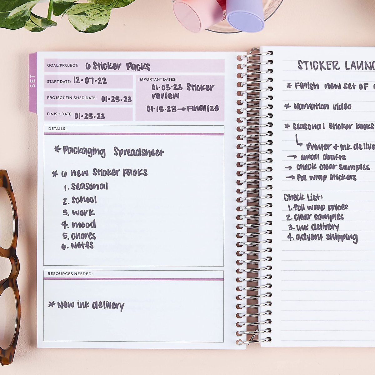 A5 Coiled Productivity Planner | All-in-One Project Checklists, Habit & Progress Trackers, Monthly Check-in's, Organizer & Journal | 160 pages, 80 lb. Mohawk Premium Paper, Designed by Erin Condren