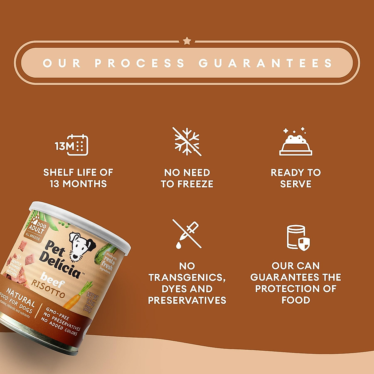 Pet Delicia Natural Dog Food 11.3oz (320g) Can (Beef Risotto)