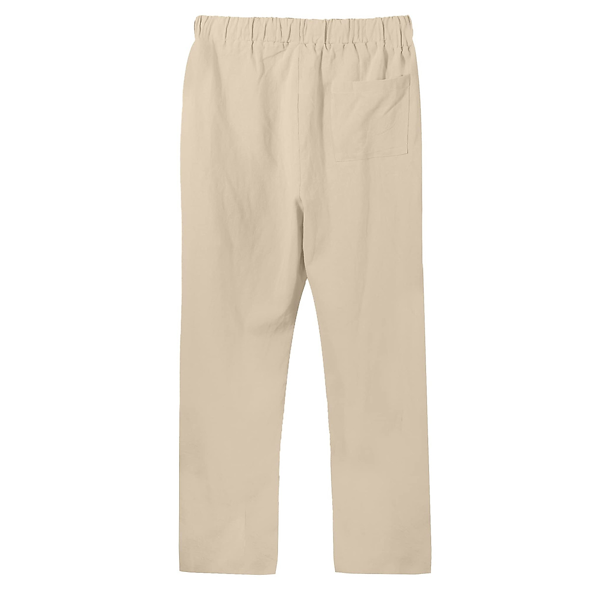 LVCBL Linen Pants for Men Elastic Waist Men's Linen Casual Pants,Khaki,M