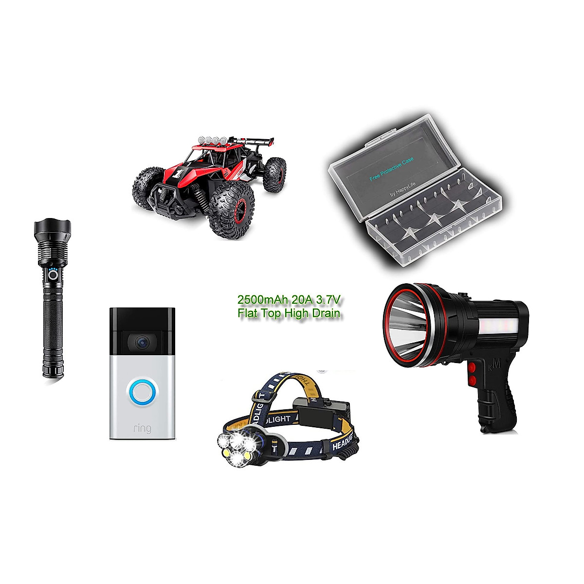 Authentic 25RS, 3.7V Flat Top Real 2500mAh, 3.7V 18650 Rechargeable Battery(2 Pack)