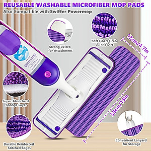 Microfiber Spray Mops for Floor Cleaning - SEVENMAX Floor Mop with 3 Washable Pads fit for Swiffer Powermop Dry Wet Mop for Wood Laminate Tile Ceramic Vinyl Flat Dust Mop for Hardwood Floor Cleaning