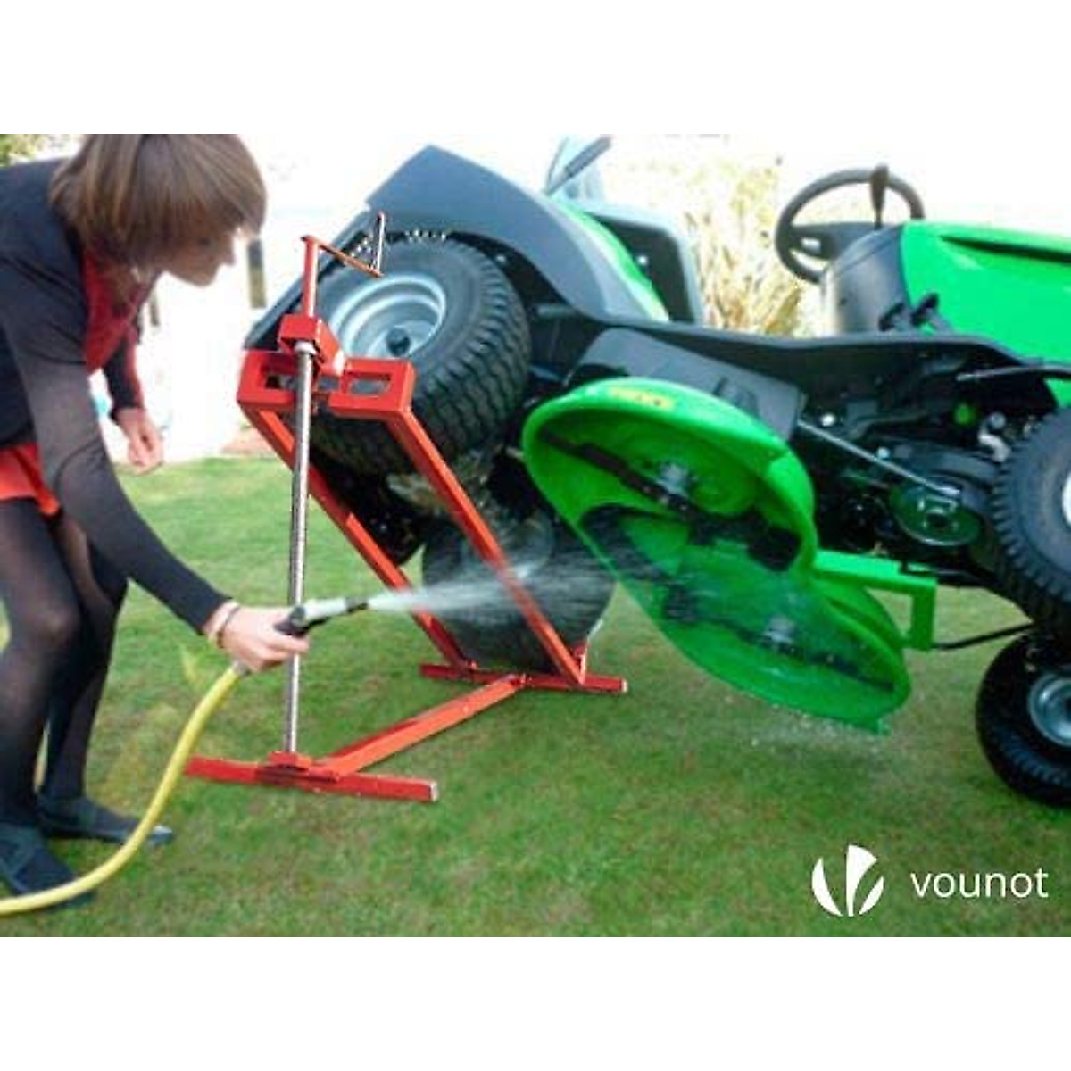 VOUNOT Ride on Lawn Mower Lift Jack, Telescopic Maintenance Jack for Lawn mowers and Garden Tractors, Weight Capacity 880 Lbs, Red