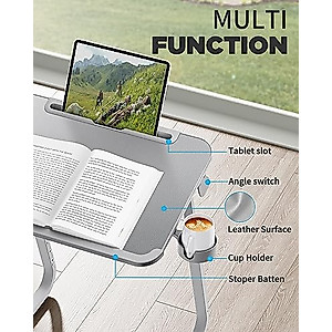 SAIJI TV Tray Table - Heavy Duty Large TV Dinner Tables, Premium TV Trays for Eating on Couch & Sofa, Tilt & Height Adjustable Laptop Table, Bedside Table, Small Table, TV Table with Cup Holder