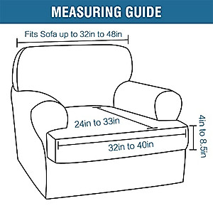 Sofa Cover 2 Piece T Cushion Armchair Slipcovers Thick Velvet Couch Cover Furniture Protector Stretch T Cushion Sofa Covers for 1 Cushion Couch with 1 Individual T Cushion Covers Washable, Grey