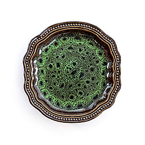 Elama Stoneware Round Oval Dinnerware Dish Set, Jade Green