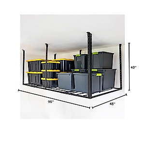 StoreYourBoard 4 x 8 Garage Storage Rack, Ceiling Shelf Overhead Organization, Heavy Duty Steel Platform Holds 700 lbs, 96 in. x 48 in. x 40 in.
