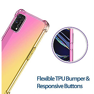 KOARWVC Case for Realme 7 Pro Case RMX2170 Case, Crystal Clear Case Gradient Slim Anti Scratch TPU Shockproof Protective Phone Cases Cover for Realme 7 Pro (Pink/Gold)