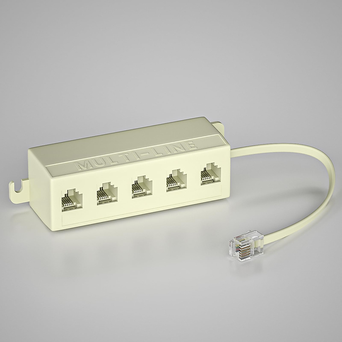 Goupchn Five Way Telephone Splitter RJ11 6P4C Male to 5 Female Outlet Ports Sockets Phone Line Splitter Adapter for Telephone, Landline, Fax Ivory