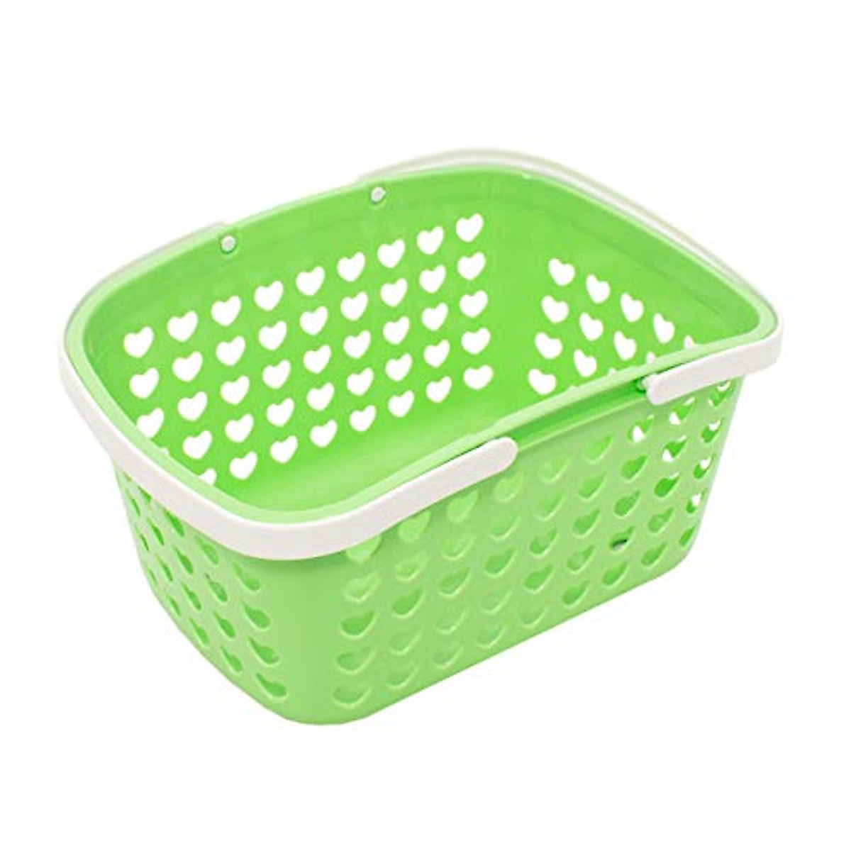 Plastic Storage Basket with Handles - Small Bin Organizer Shower Caddy Tote for Bathroom, Kitchen, Playroom, Garden by Valenoks (Soft-Green)