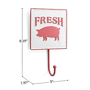 Set of 3 Farmhouse Decorative Wall Hooks, Livestock Cow Hen Pig Hanging Coat Hooks for Bathroom Entryway Bedroom Kitchen Wall Mounted Decor, Rustic Metal Utility Hooks for Hat Towel Bag Key Clothe