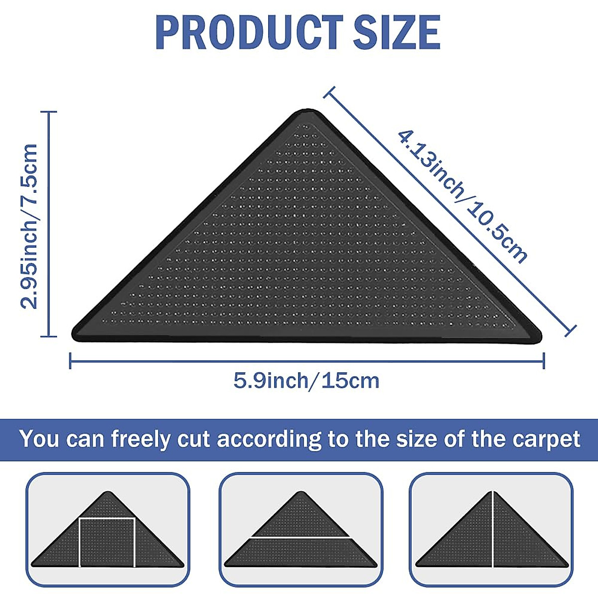 Ubozaw Non Slip Rug Gripper, 8 Pcs Rug Tape for Area Rugs, Anti Slip Rug Grips, No Skid Rug Grippers for Hardwood Floors and Tile, Reusable and Washable Carpet Tape for Kitchen, Bathroom, Living Room