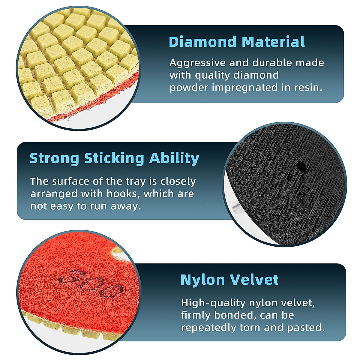 14 Pack 4 Inch Diamond Polishing Pads Kit with 2PCS 5/8’’-11 Backer Pad 12PCS Wet/Dry Polish Pad Set for Drill Grinder Polisher 50-8000 Grit Pads for Granite Marble Stone Concrete Countertop Quartz