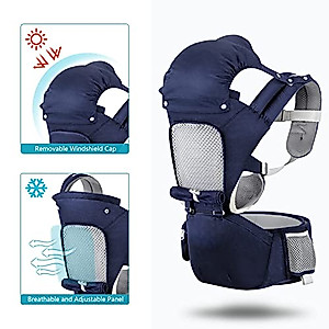 Baby Carrier Newborn to Toddler with Hip Seat 6-in-1 Ergonomic All Positions Infant Carrier Soft Baby Holder Carrier with Hood for All Seasons