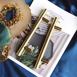 6 Pieces Gold Tray Handles for Resin Tray Molds, Stainless Steel Handles with Screw Sets for Silicone Serving Tray Mold, for Kitchen Cabinet Drawer Pull Handles, 5.9 Inch