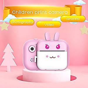 Zeerkeer Instant Print Camera for Kids 1080P HD Children Selfie Video Digital Camera with 2.4'' IPS Screen and 32GB TF Card for 3-12 Years Boys Girls Gift (Pink)
