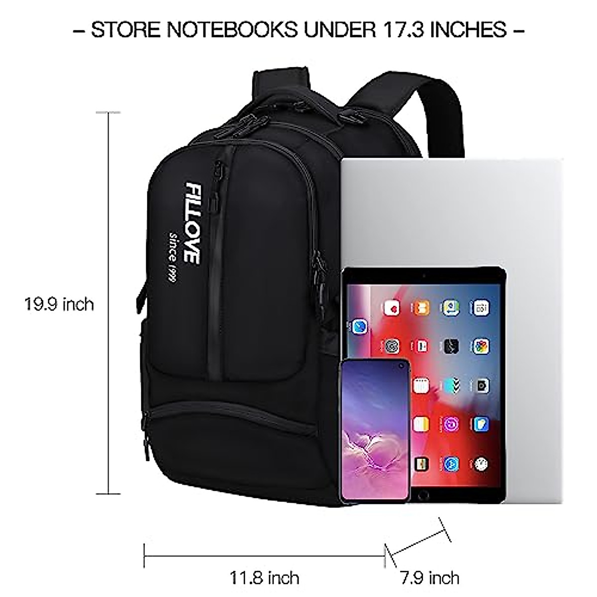 FILLOVE Laptop Backpack, Friendly Durable Travel Backpack with USB Port,Water Resistant Computer Bag Travel Business Backpack for 17 inch Laptop