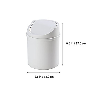 NUOBESTY 2pcs Modern Plastic Mini Trash Can with Lid Small Office Countertop Trash Can Tiny Plastic Garbage Bin for Home Office Gray and White