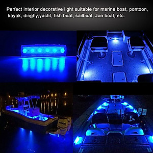 WIMACT LED Boat Interior Lights Marine Boat Lights Courtesy Light Strip Deck Transom Cockpit Navigation Lighting Waterproof 12V for Pontoon Sailboat Kayak (6Pcs) (Blue)
