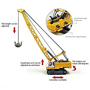 Tipmant Children Alloy Die-cast Car Model Toy Excavator Truck Digging Cable Engineering Vehicle Tower Crane Collection Gift for Kids Scale: 1:87