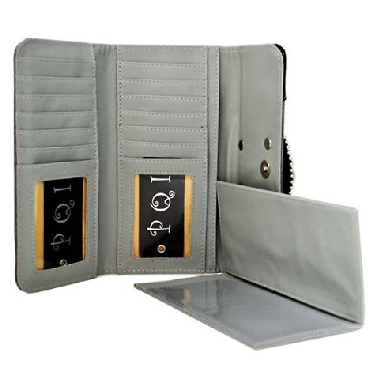 Western Woven Rhinestone Bling Fleur De Lis Wallet - Pewter